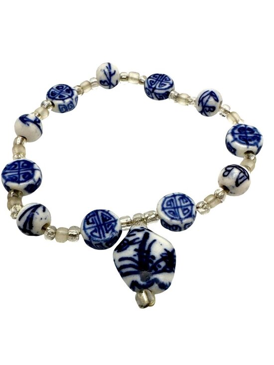Unbranded | Jewelry | Spring Summer Blue White Bead Bracelet Porcelain ...